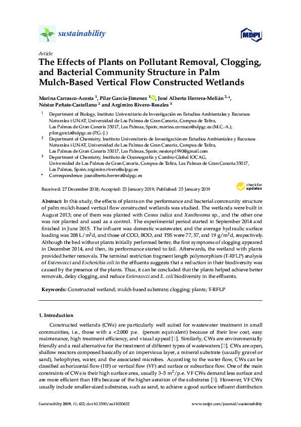 (PDF) The Effects of Plants on Pollutant Removal, Clogging, and ...