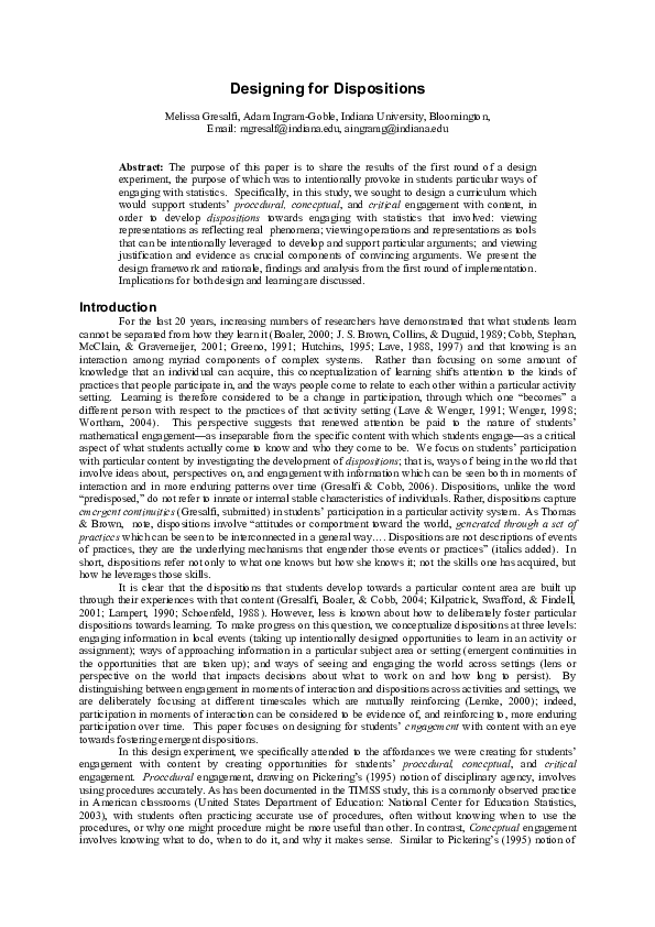 (PDF) Designing for dispositions