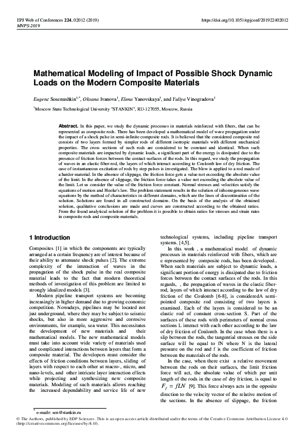 (PDF) Mathematical Modeling of Impact of Possible Shock Dynamic Loads on the Modern Composite ...
