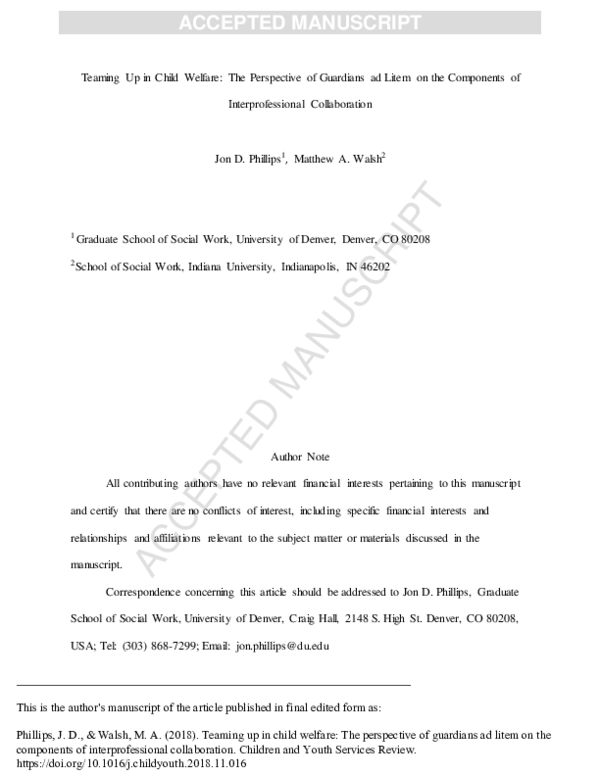 (PDF) Teaming up in child welfare: The perspective of guardians ad ...