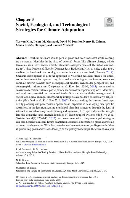 (PDF) Social, Ecological, and Technological Strategies for Climate ...