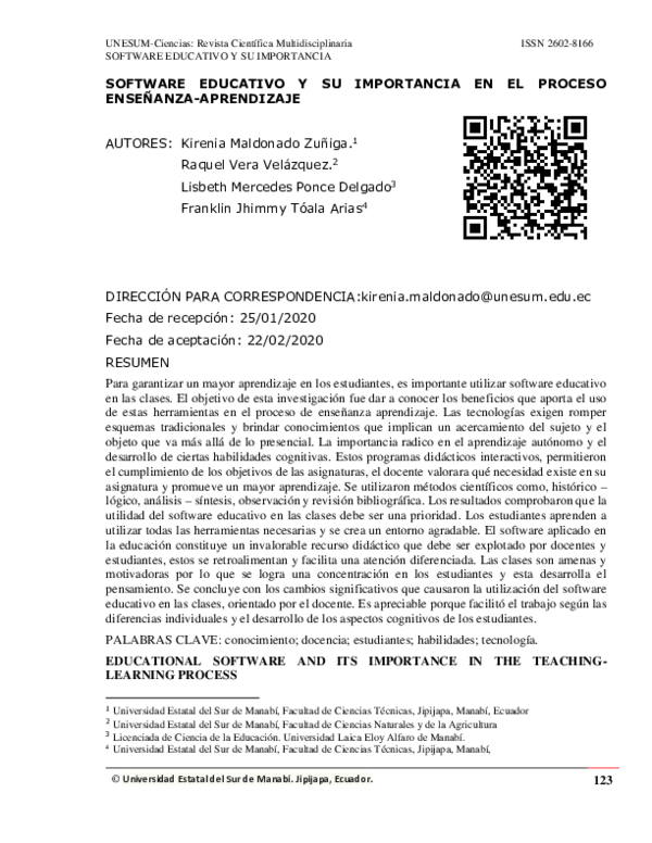 (PDF) Software Educativo y Su Importancia en El Proceso Enseñanza ...