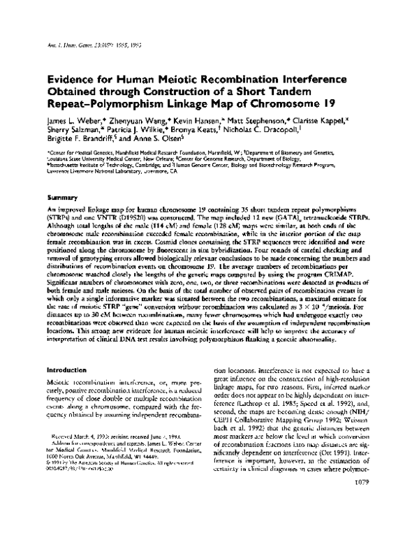 (PDF) Evidence for human meiotic recombination interference obtained ...