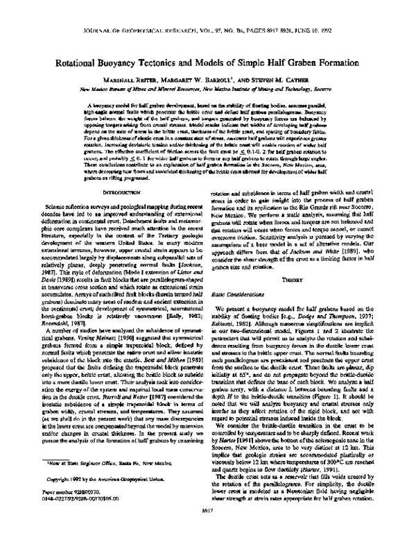 (PDF) Rotational buoyancy tectonics and models of simple half graben ...