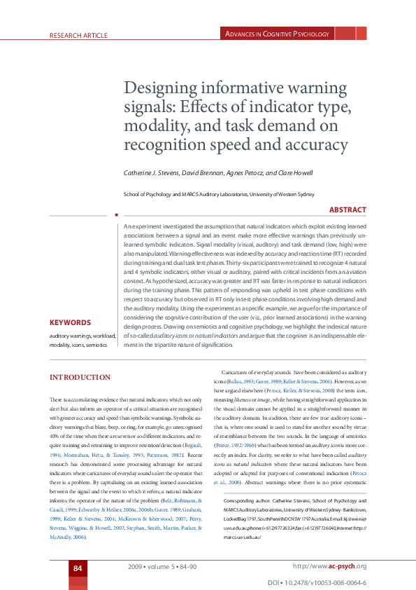 (PDF) Designing informative warning signals: Effects of indicator type ...