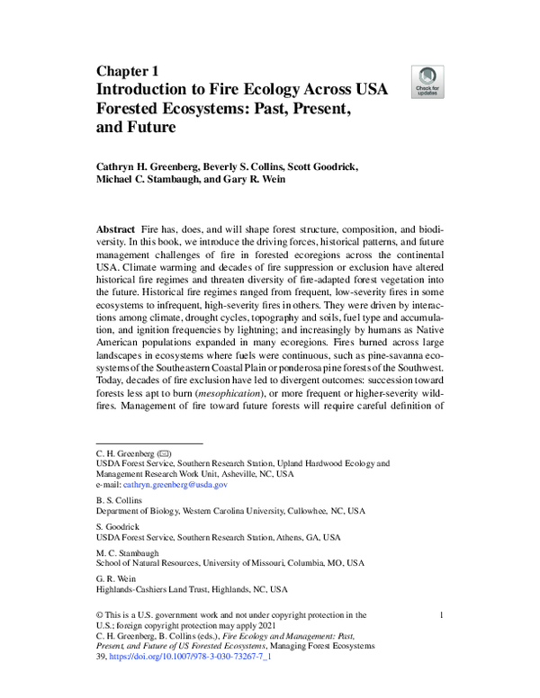 (PDF) Introduction to Fire Ecology Across USA Forested Ecosystems: Past, Present, and Future