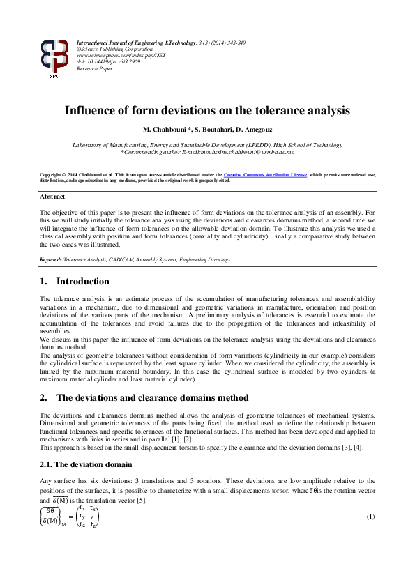 (PDF) Influence of form deviations on the tolerance analysis