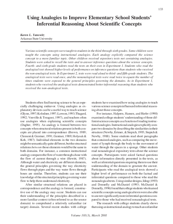 (PDF) Using Analogies to Improve Elementary School Students ...