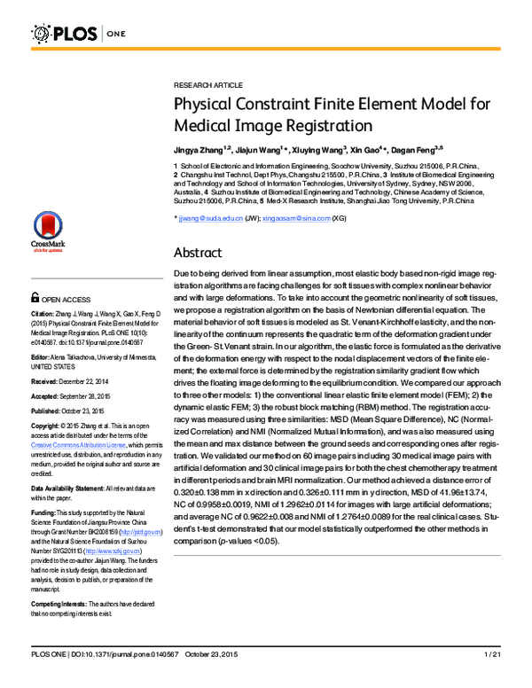 (PDF) Physical Constraint Finite Element Model for Medical Image ...