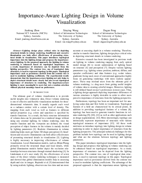 (PDF) Importance-aware lighting design in volume visualization