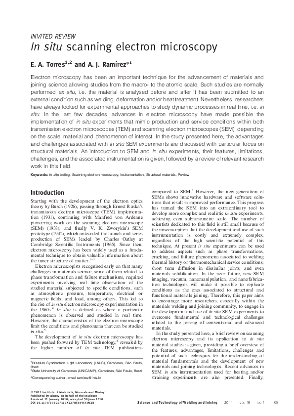 (PDF) In situ scanning electron microscopy