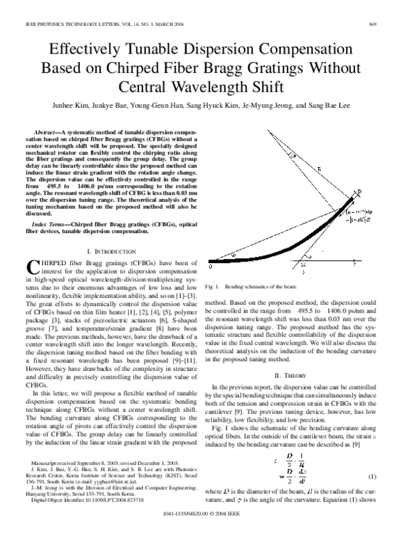 (PDF) Effectively Tunable Dispersion Compensation Based on Chirped ...