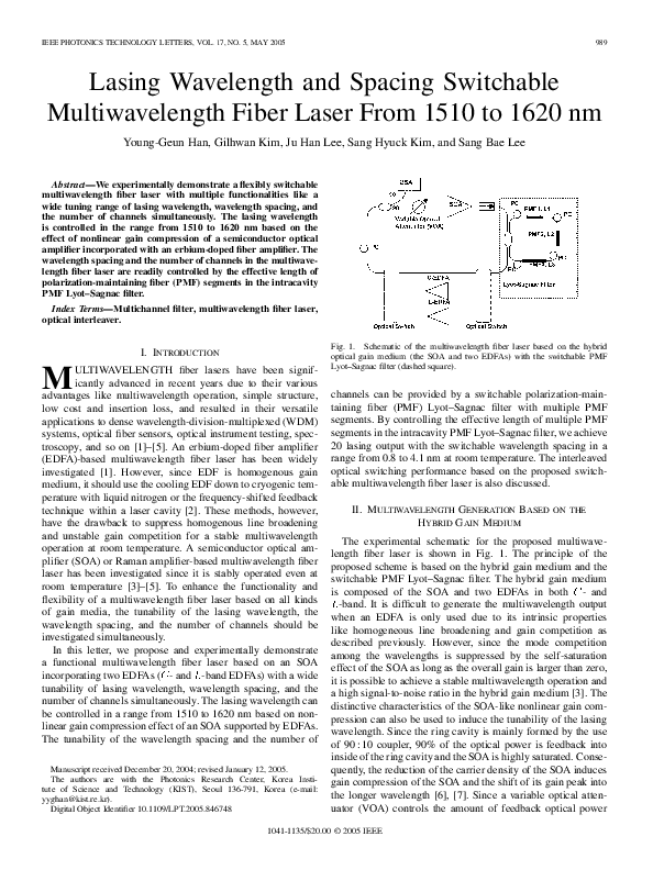 (PDF) Lasing wavelength and spacing switchable multiwavelength fiber ...