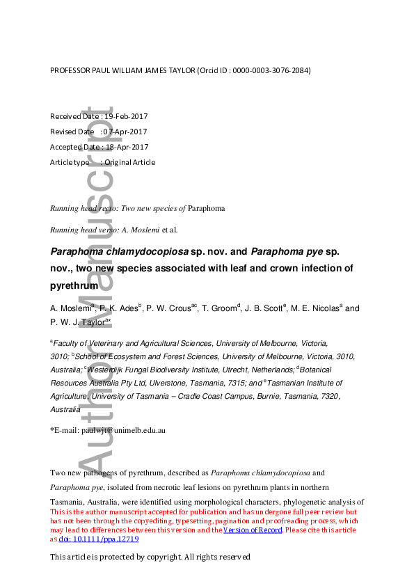 (PDF) Paraphoma chlamydocopiosa sp. nov. and Paraphoma pye sp. nov ...