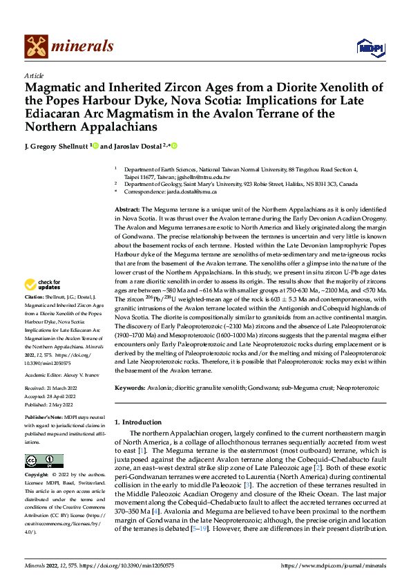 (PDF) Magmatic and Inherited Zircon Ages from a Diorite Xenolith of the ...