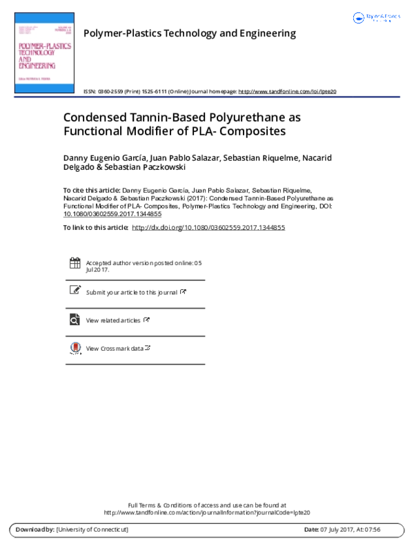 (PDF) Condensed Tannin-Based Polyurethane as Functional Modifier of PLA ...