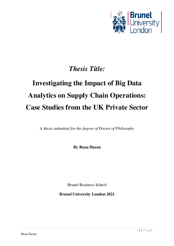 (PDF) Investigating the impact of big data analytics on supply chain ...