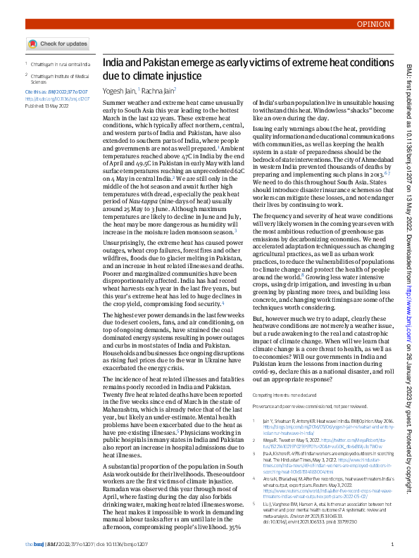 (PDF) India and Pakistan emerge as early victims of extreme heat ...