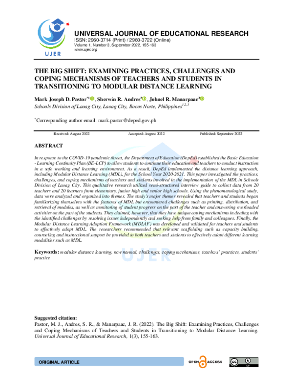 (PDF) The Big Shift: Examining Practices, Challenges and Coping Mechanisms of Teachers and ...