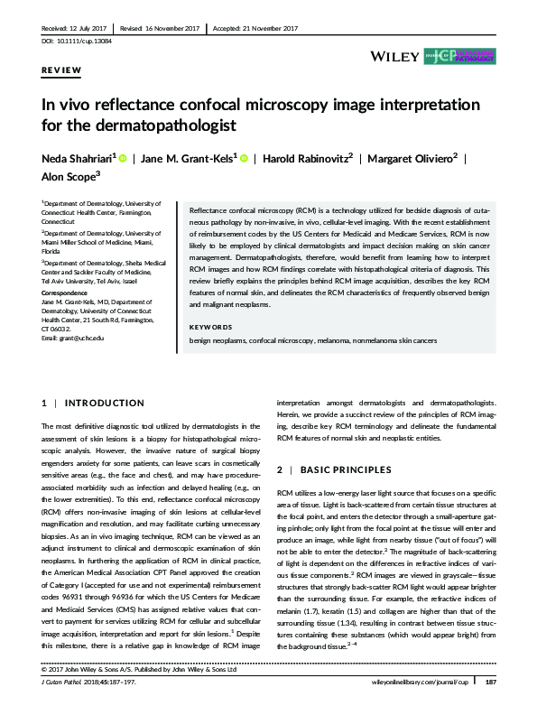 (PDF) In vivo reflectance confocal microscopy image interpretation for ...