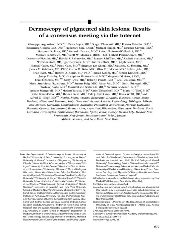 (PDF) Dermoscopy of pigmented skin lesions: Results of a consensus ...