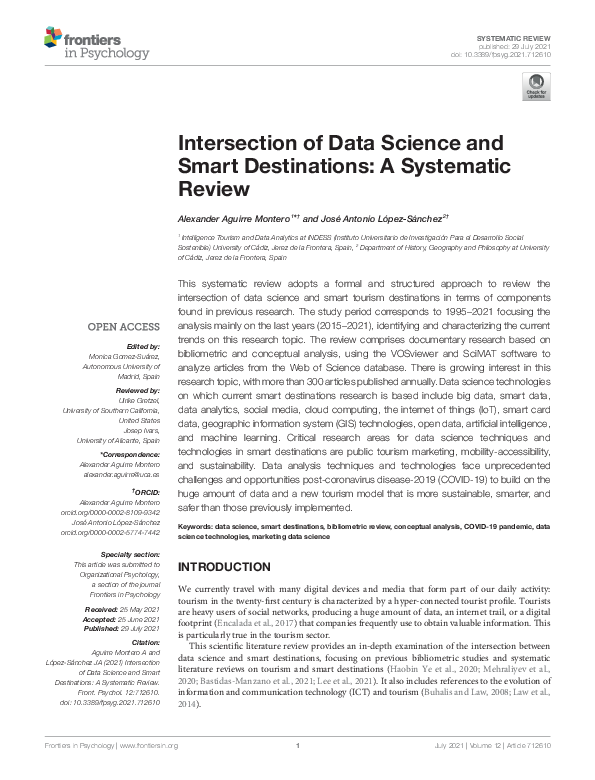(PDF) Intersection of Data Science and Smart Destinations: A Systematic ...