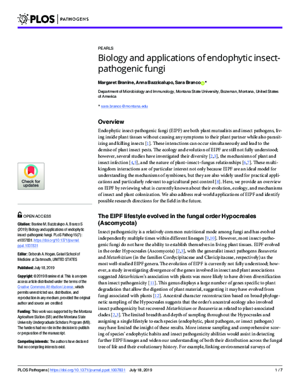 (PDF) Biology and applications of endophytic insect-pathogenic fungi