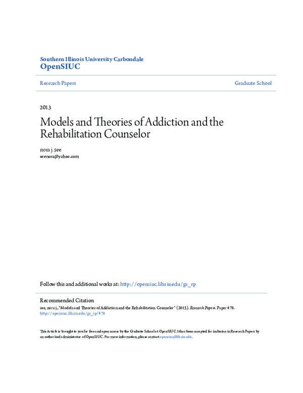 (PDF) Models and Theories of Addiction and the Rehabilitation Counselor