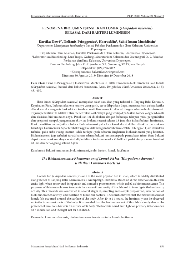 (PDF) The Bioluminescence Phenomenon of Lomek Fishes (Harpadon nehereus ...