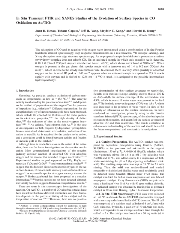 (PDF) In Situ Transient FTIR and XANES Studies of the Evolution of ...