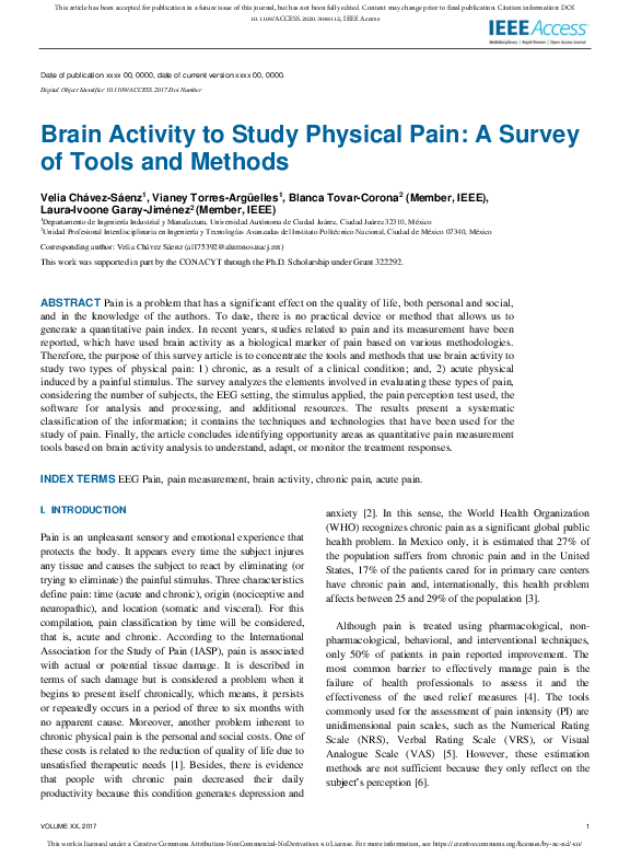 (PDF) Brain Activity to Study Physical Pain: A Survey of Tools and Methods