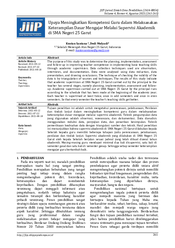 (PDF) Upaya Meningkatkan Kompetensi Guru Dalam Melaksanakan Keterampilan Dasar Mengajar Melalui ...
