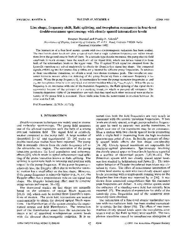 (PDF) Line shape, frequency shift, Rabi splitting, and two-photon ...