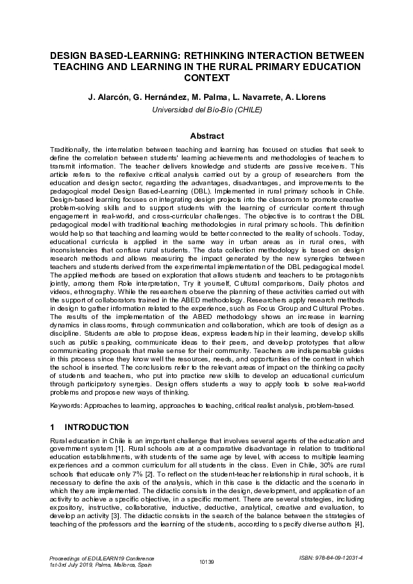 (PDF) Design Based-Learning: Rethinking Interaction Between Teaching and Learning in the Rural ...