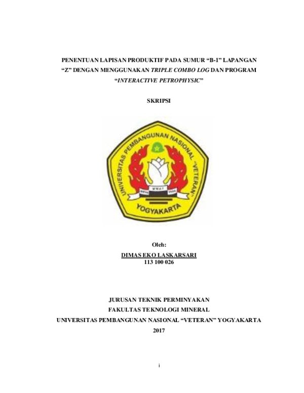(PDF) Penentuan Lapisan Produktif Pada Sumur “B-1” Lapangan “Z” Dengan ...
