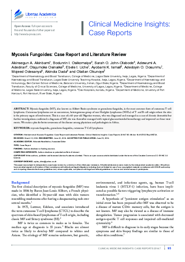(PDF) Mycosis Fungoides: Case Report and Literature Review