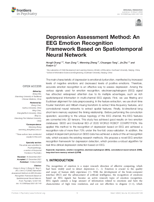 Pdf Depression Assessment Method An Eeg Emotion Recognition