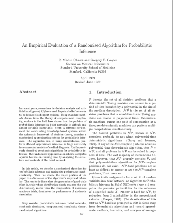 (PDF) An Empirical Evaluation of a Randomized Algorithm for Probabilistic Inference