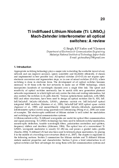 (PDF) Ti indiffused Lithium Niobate (Ti: LiNbO3) Mach-Zehnder interferometer all optical ...
