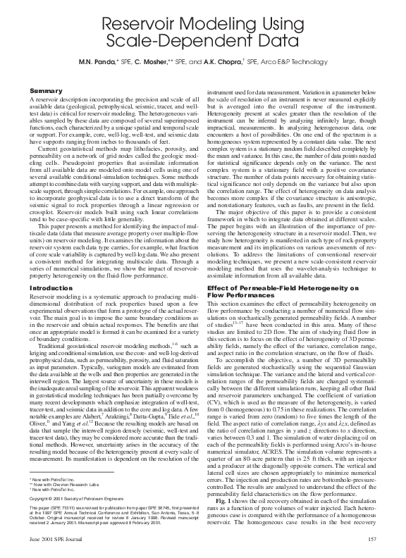 (PDF) Reservoir Modeling Using Scale Dependent Data