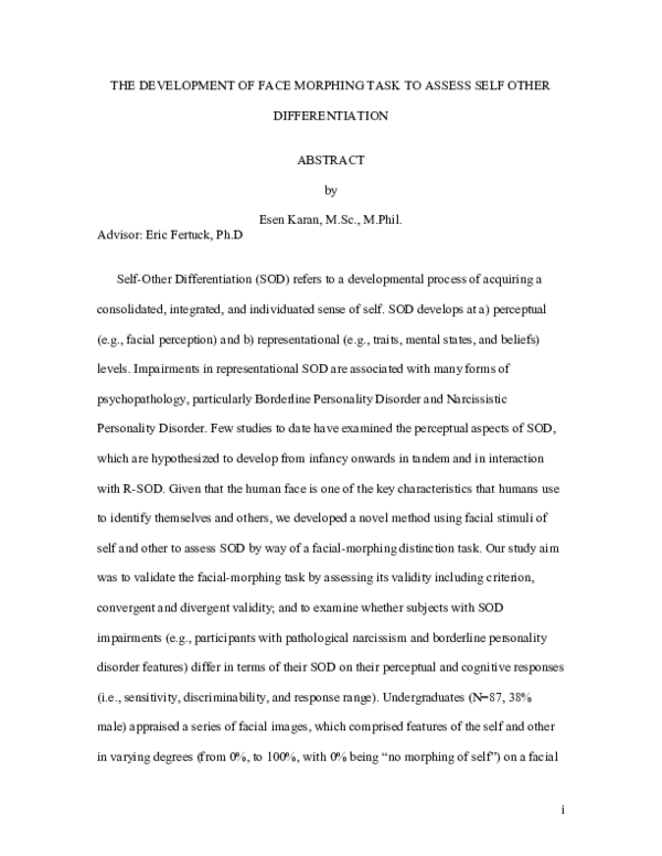 (PDF) The Development of Face Morphing Task to Assess Self Other ...