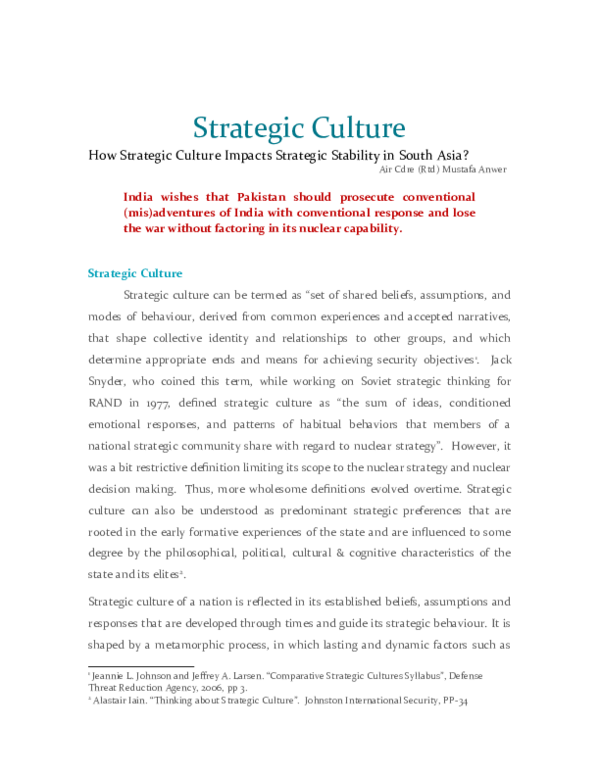 (DOC) Strategic Culture - How Strategic Culture Impacts Strategic ...