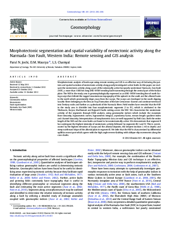 (PDF) Morphotectonic segmentation and spatial variability of ...