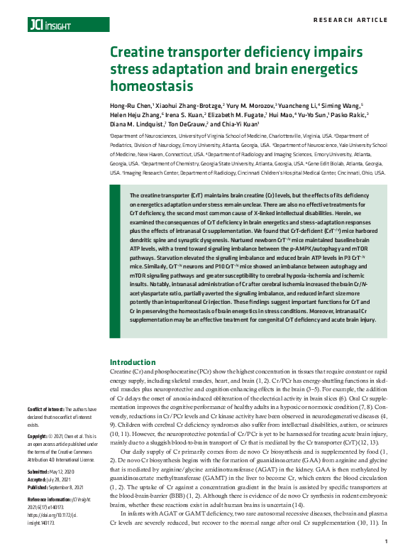(PDF) Creatine transporter deficiency impairs stress adaptation and ...