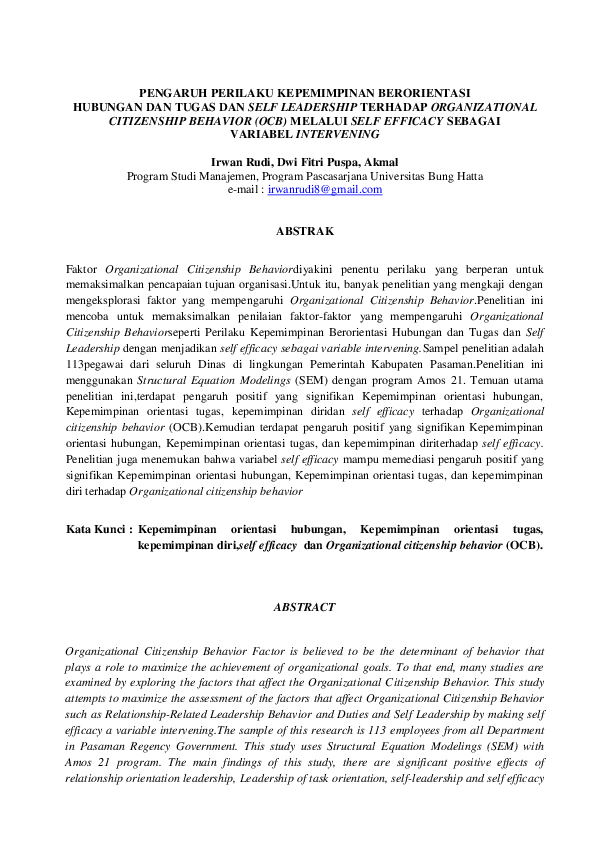 (PDF) Pengaruh Perilaku Kepemimpinan Berorientasi Hubungan Dan Tugas ...