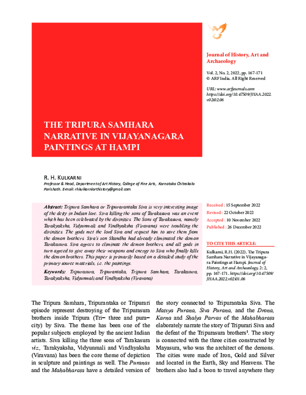 (PDF) THE TRIPURA SAMHARA NARRATIVE IN VIJAYANAGARA PAINTINGS AT HAMPI