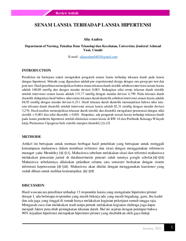 (PDF) SENAM LANSIA TERHADAP LANSIA HIPERTENSI