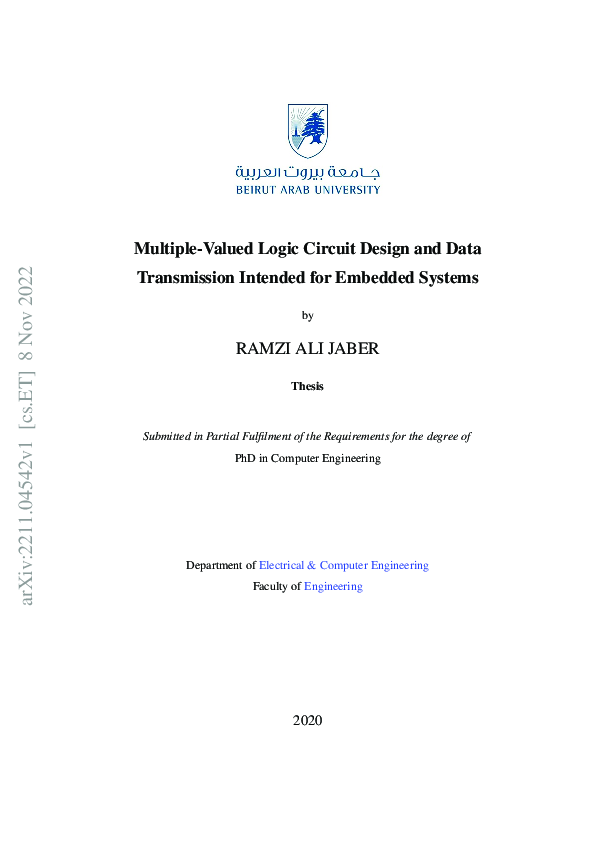 (PDF) Multiple-Valued Logic Circuit Design and Data Transmission Intended for Embedded Systems