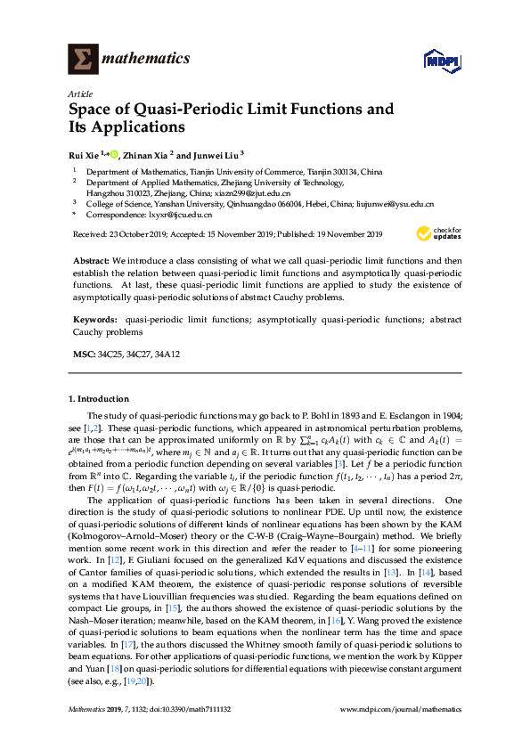 Pdf Space Of Quasi Periodic Limit Functions And Its Applications