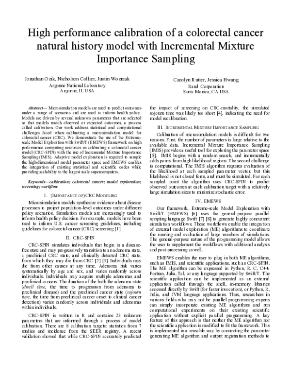 (PDF) High performance calibration of a colorectal cancer natural history model with Incremental ...